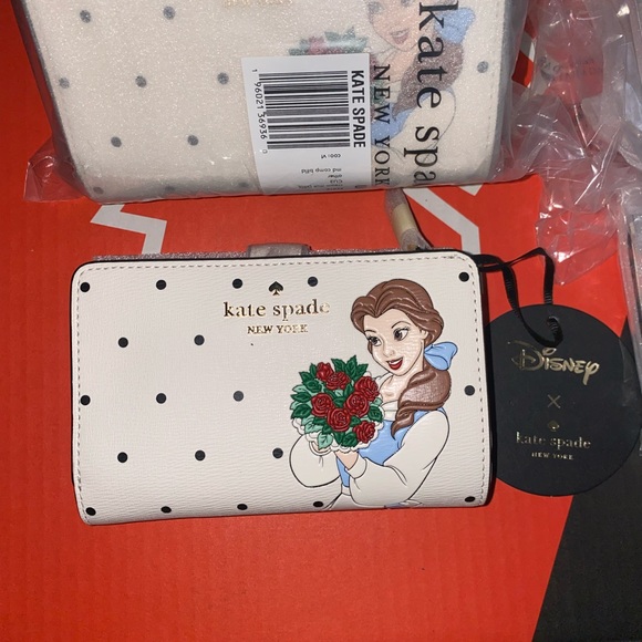 kate spade | Bags | Disney X Kate Spade Bifold Wallet Zip Black White ...